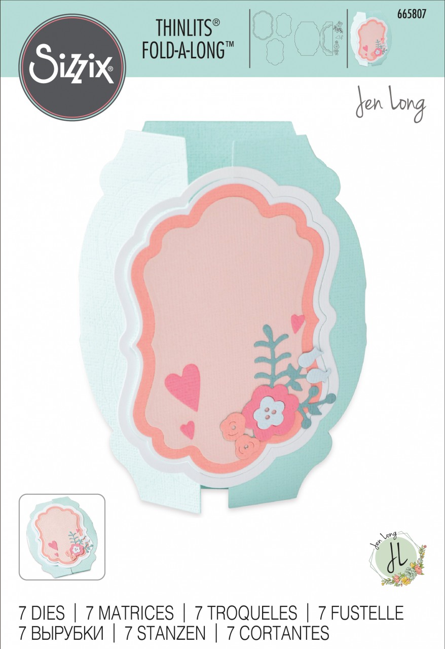Sizzix® Thinlits® Die Set 7PK – Card Label, Fold-a-Long™ by Jen Long | Marco's Paper